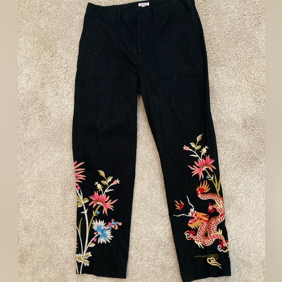 Johnny Was | Pants & Jumpsuits | Johnny Was Dragon Embroidered Black ...
